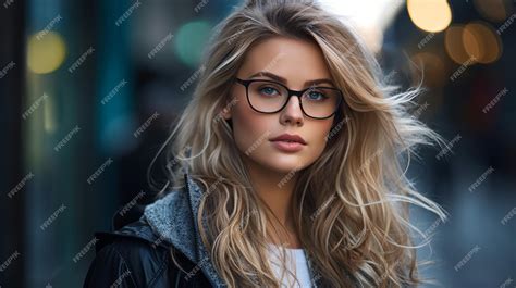 Premium Photo Portrait Of A Beautiful Young Woman With Long Blonde