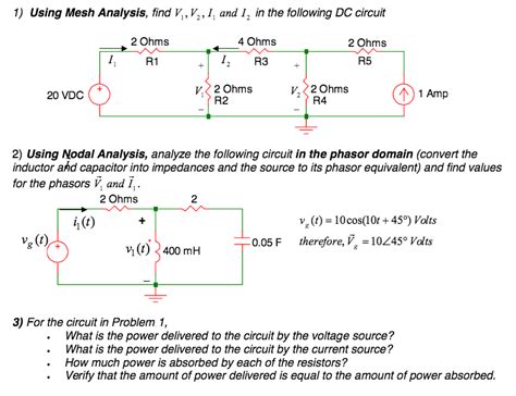 solved using mesh analysis find v 1 v 2 i 1 and i 2 in