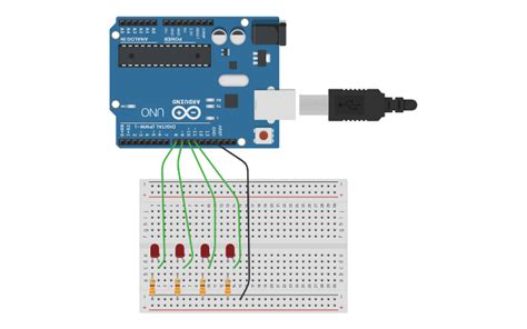 circuit design arduino 4leds serial tinkercad