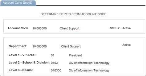 finding your department id from an account code division of