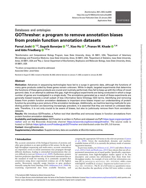 Pdf Gothresher A Program To Remove Annotation Biases From Protein