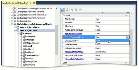 list view columns customization expressapp framework devexpress
