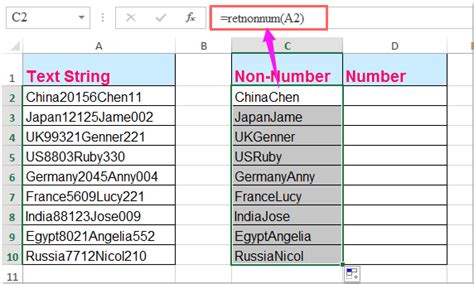 how to split separate alphanumeric strings into two columns in excel