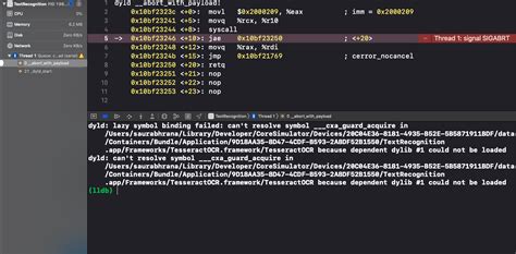 ios dyld lazy symbol binding failed can t resolve symbol cxa