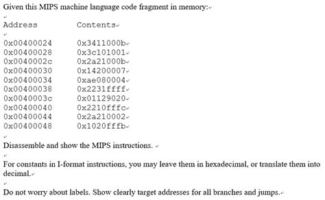 solved given this mips machine language code fragment in