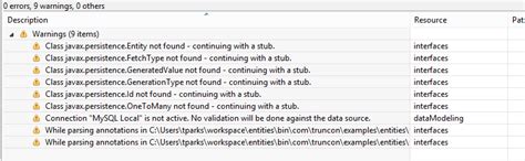 java eclipse warnings class javax persistence not