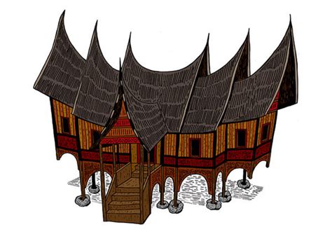 Detail Mewarnai Gambar Rumah Adat Minangkabau Koleksi Nomer 41