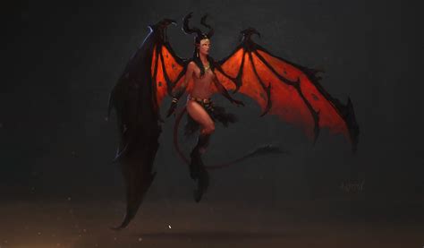 Wallpaper Fantasy Girl Fantasy Art Wings Demon Succubus Glowing