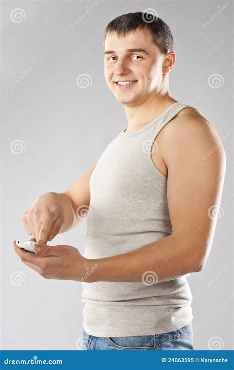 Handsome Man Portrait Talking At The Cell Phone Stock Image Image Of
