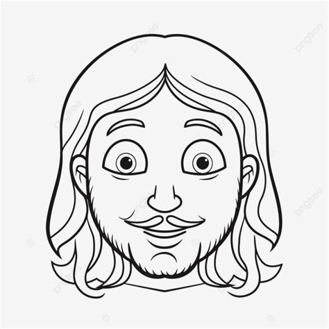 Jesus Cartoon Character Face Coloring Page Illustration Graphic Design