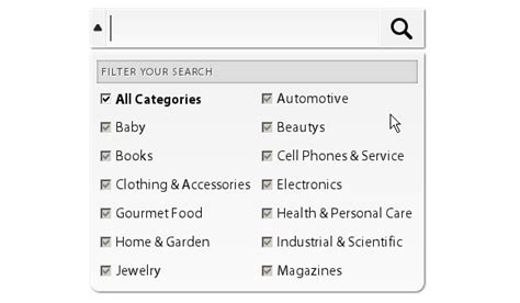 user interface techniques ui elements searchbox with filters