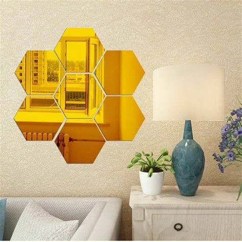 12 Pcs Set Hexagon Mirrors Wall Decor Stickers 3d Acrylic Etsy
