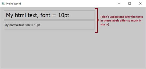 python qlabel font differs when inserting a short html text stack