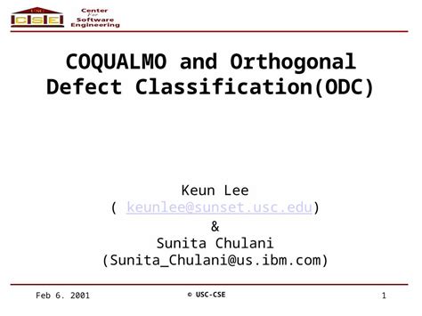 Ppt Coqualmo And Orthogonal Defect Classification Odc Dokumen Tips