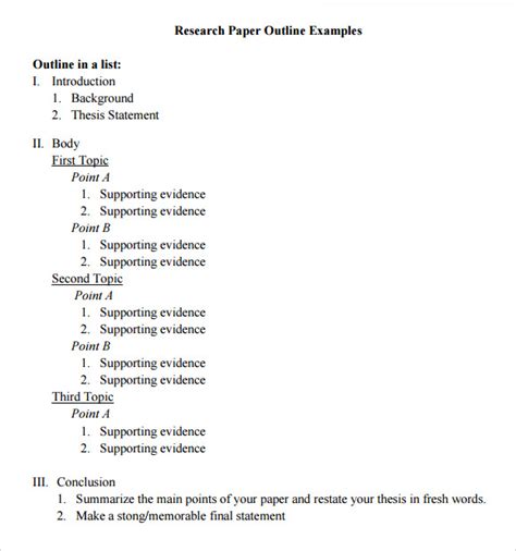 Free 5 Paper Outline Samples In Pdf Word