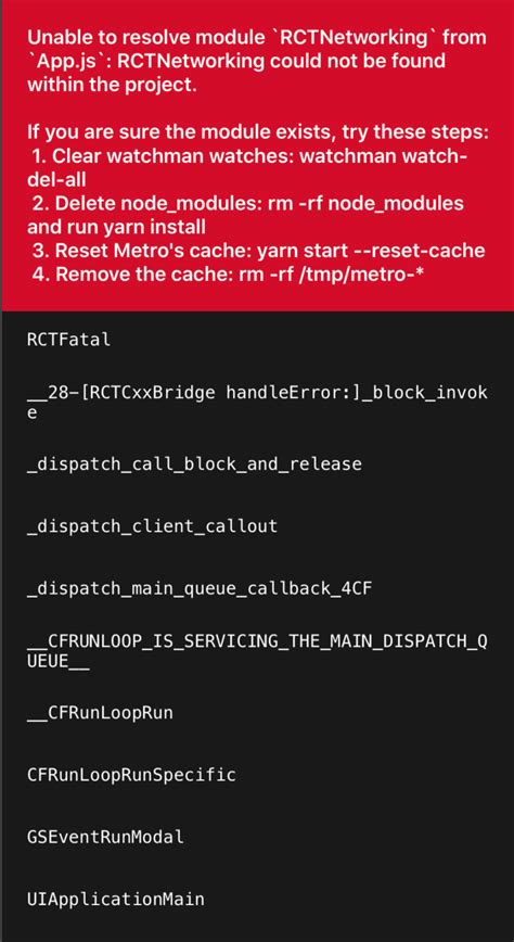 rctnetworking could not be found within the project