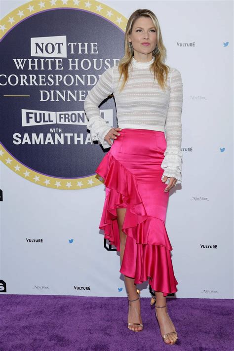 Ali Larter In White Flare Sleeves Top With Ruffle Slit Cut Skirt