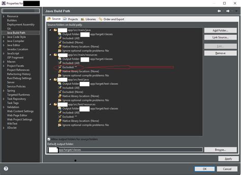 java eclipse maven updating project excludes src main resources