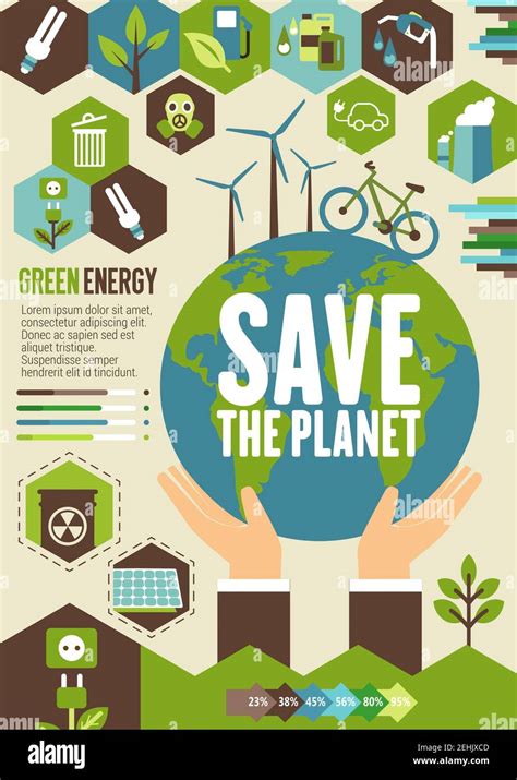 Green Energy Eco Banner For Save Planet Or Ecology And Environment