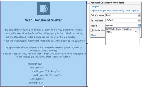 add the document viewer to an asp web forms application reporting