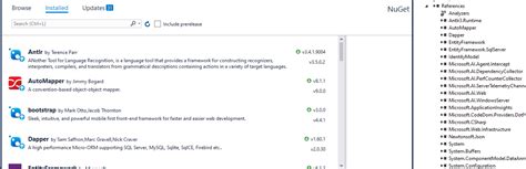 how to show nuget package dependencies stack overflow