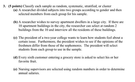 solved 3 5 points classify each sample as random