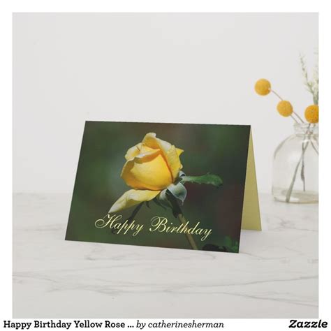 Happy Birthday Yellow Rose Bud Card Rose Buds Yellow