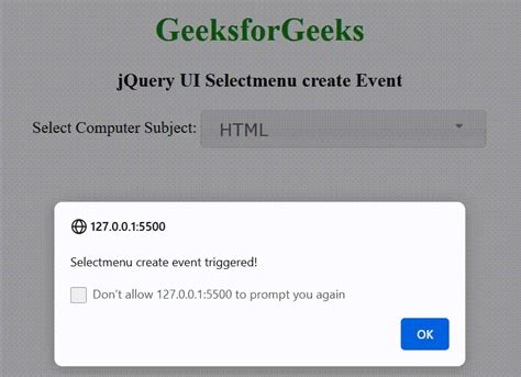 jquery ui selectmenu create event geeksforgeeks