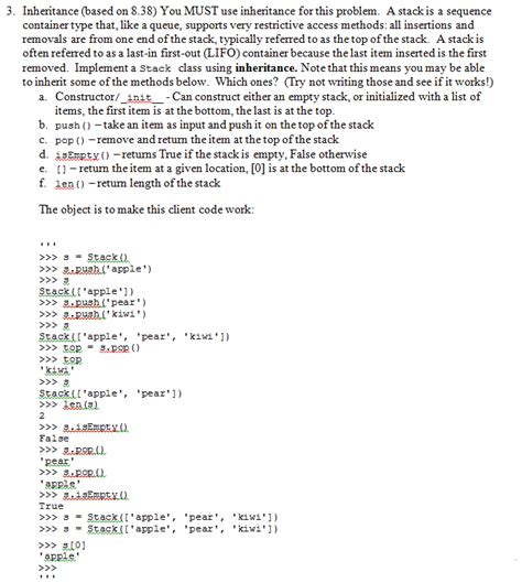 solved 3 inheritance based on 8 38 you must use