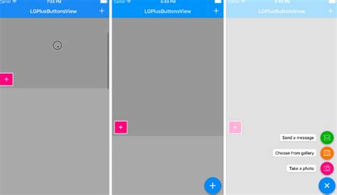 ios implementation of floating action button that shows more options