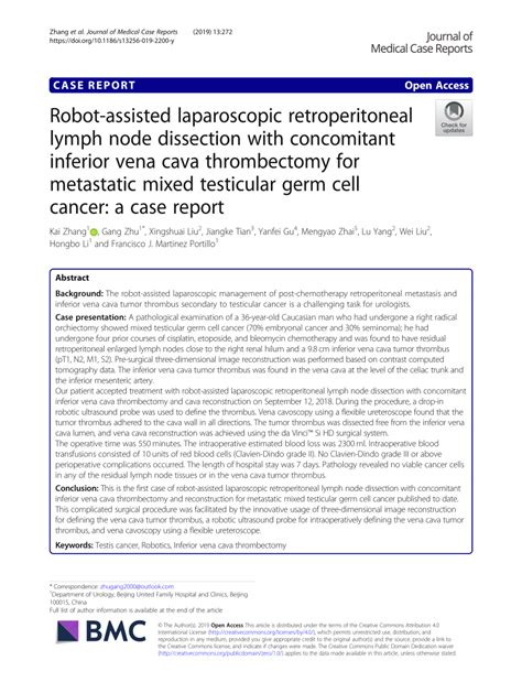 Pdf Robot Assisted Laparoscopic Retroperitoneal Lymph Node Dissection