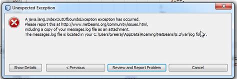 java frequently occurred unexpected exception in netbeans 8 2 stack