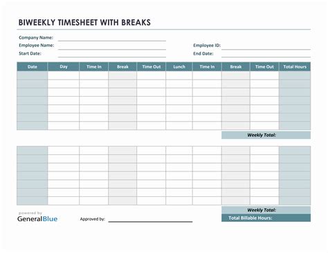 Excel Weekly Timesheet Template With Formulas