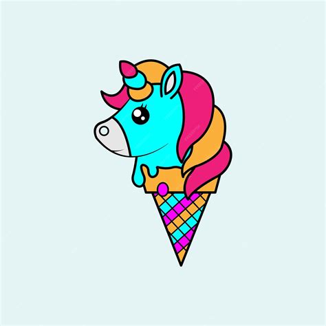 Historieta Linda Del Helado Del Unicornio Ilustración Vectorial