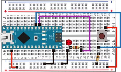 arduino nano digital input and output pushbutton and led