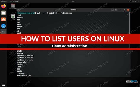 how to list users on linux
