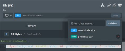 adding a scroll indicator to an oxygen builder website