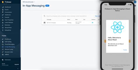 integrate firebase in app messaging in react native for user engagement