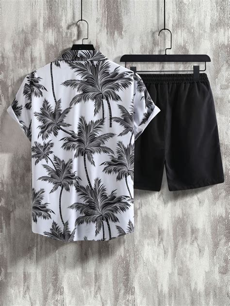 Manfinity Rsrt Hombres Con Estampado Tropical Camisa And De Cintura Con