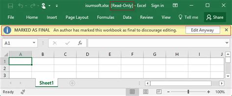 how to make an excel spreadsheet read only in office 2016 isumsoft