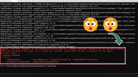 jupyter not recognised even after installing it jupyter notebook