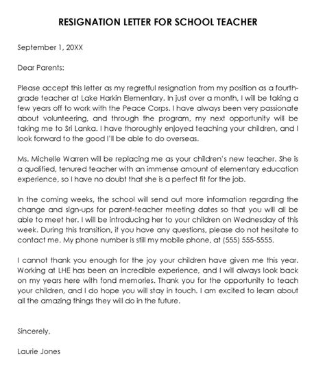 How To Write A Teacher Resignation Letter 18 Best Samples