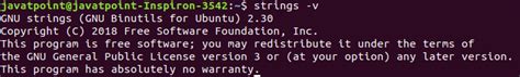 linux strings command javatpoint