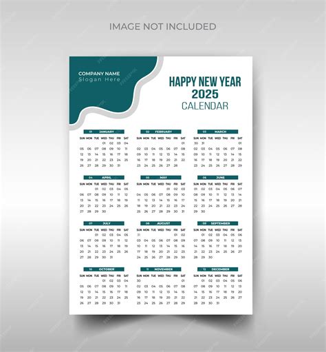 Plantilla De Calendario De Pared 2025 Vector Premium