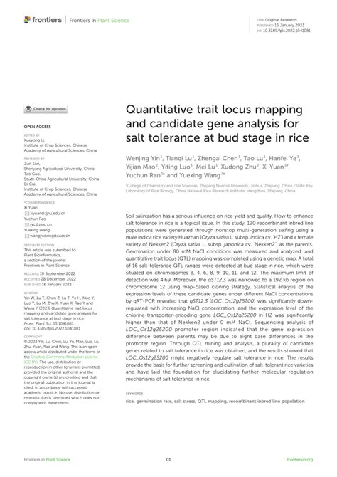 Pdf Quantitative Trait Locus Mapping And Candidate Gene Analysis For
