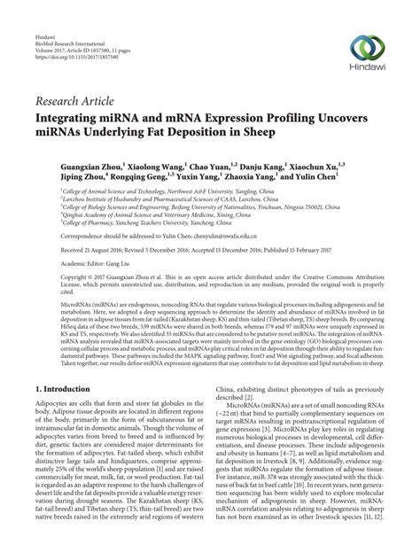 Pdf Integrating Mirna And Mrna Expression Profiling Uncovers Mirnas