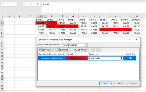 excel conditional formatting for three previous columns