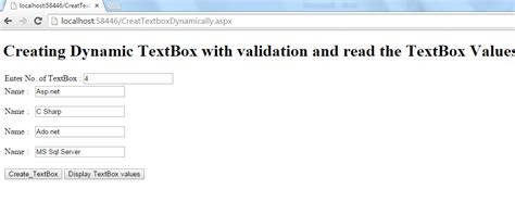 Creating Validating And Reading Dynamic Textbox In Asp Net