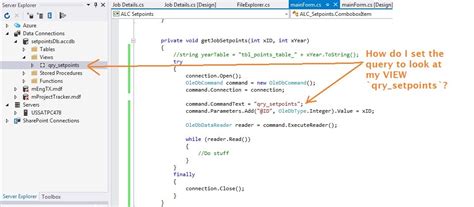 sql c using an access view instead of a custom query
