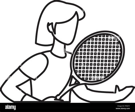 Young Woman Playing Tennis Vector Illustration Design Stock Vector